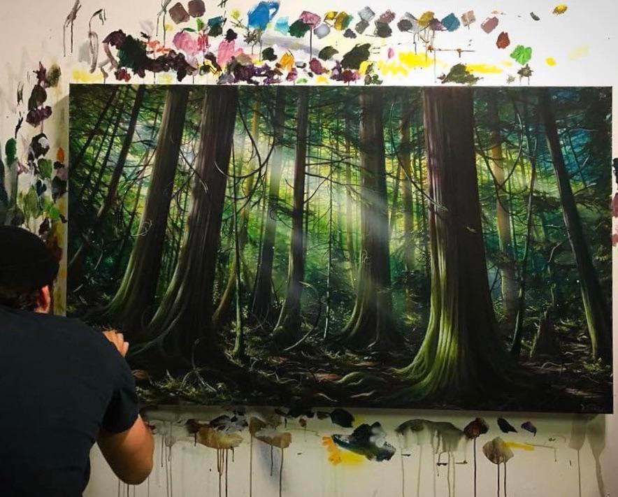 I love painting these psychedelic forests - acrylic on canvas | Scrolller