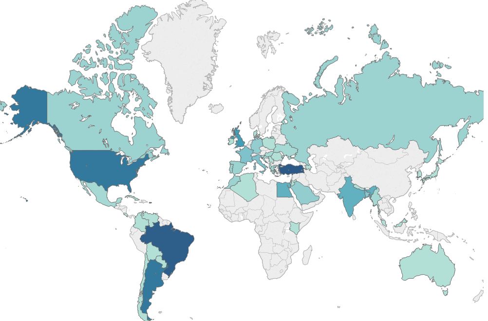 I Made a Heatmap Showing my Last 200 Opponents' Countries | Scrolller