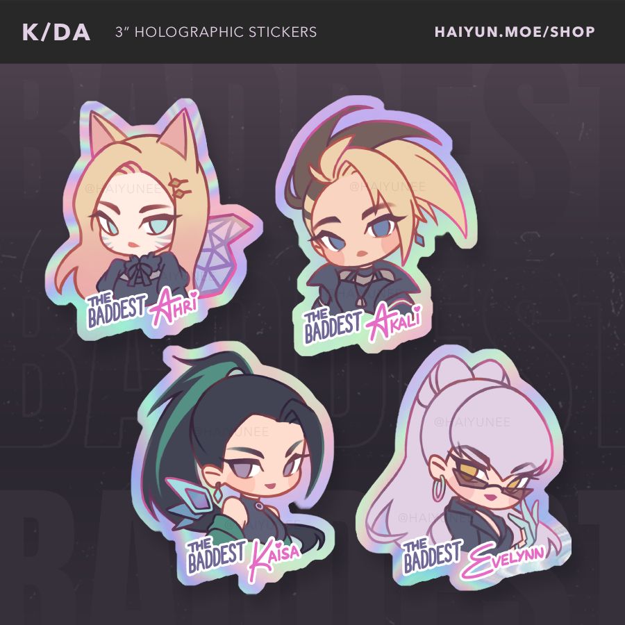 I made K/DA THE BADDEST holographic stickers!! | Scrolller