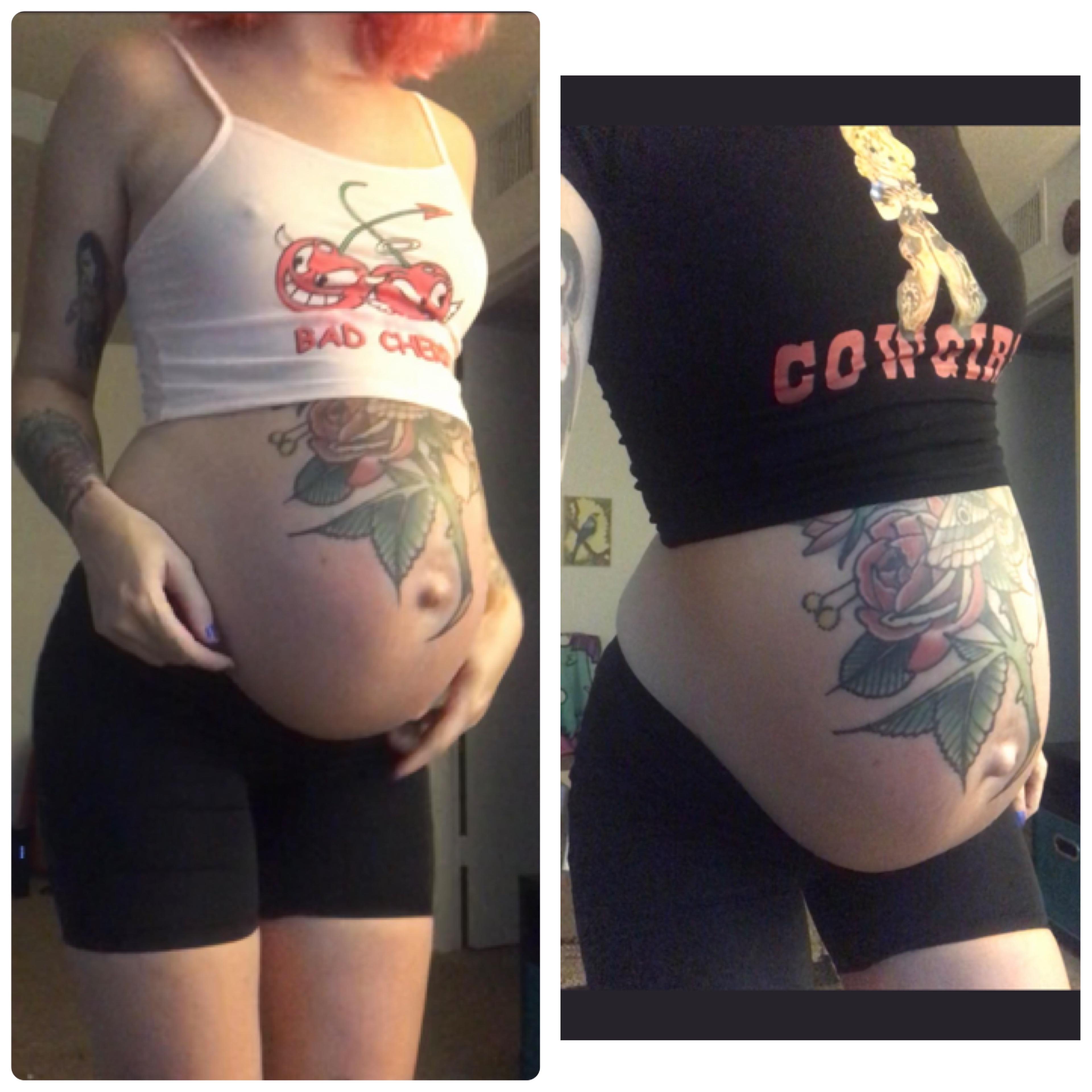 I ordered some shirts that are way too small for my big belly! 33 weeks. | Scrolller
