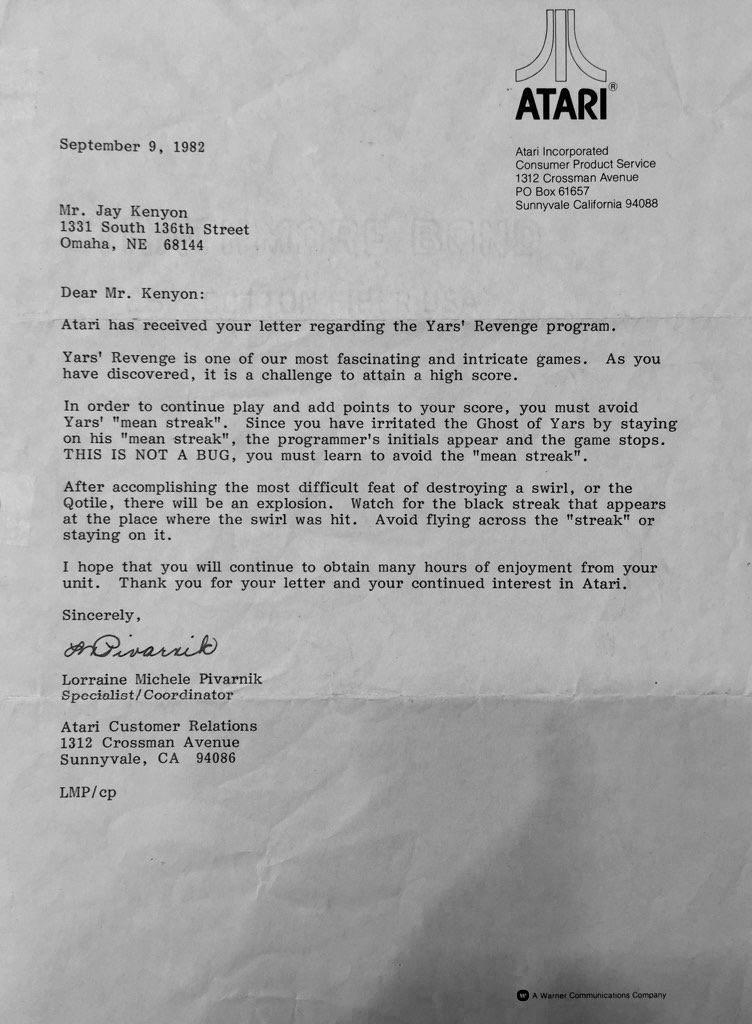 I still have this letter ... and my Atari | Scrolller