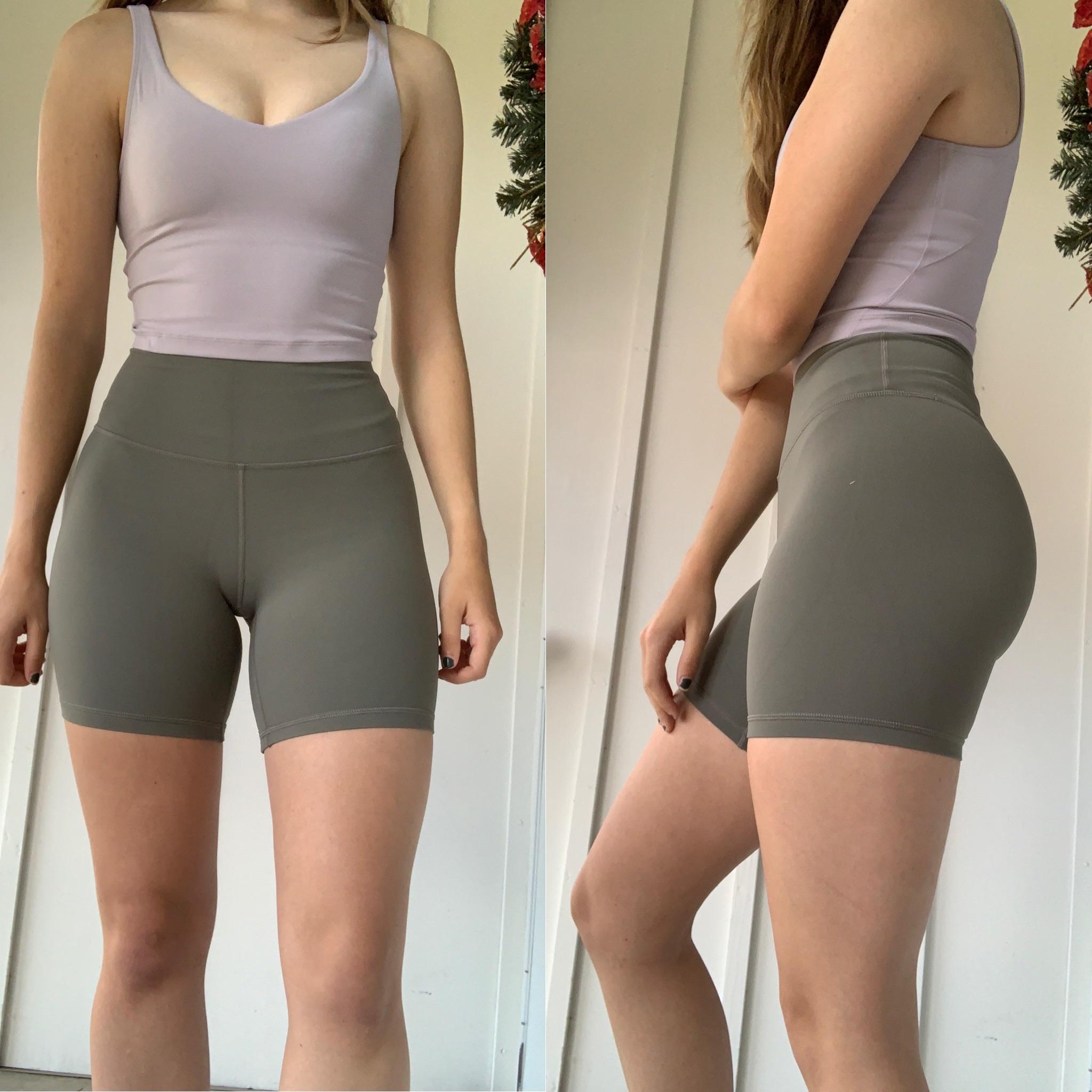 Iced iris align tank and grey sage 6in align shorts! Both are a size 4. I loooove these colors ...