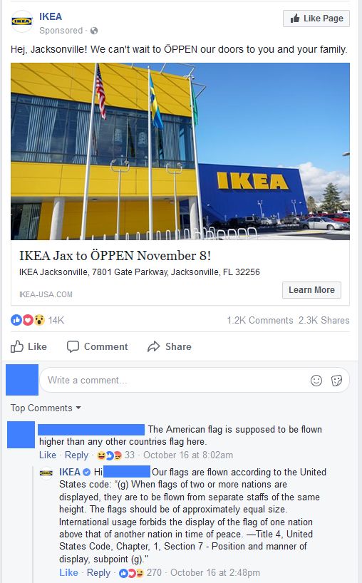 IKEA correcting a concerned American citizen on how to properly display the US flag | Scrolller
