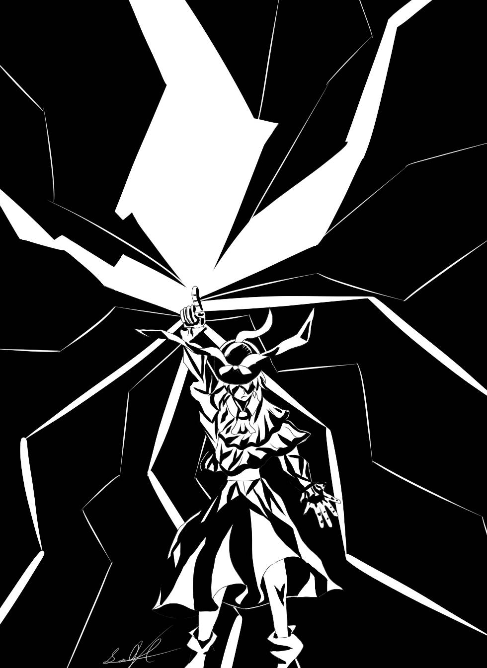 Iku Nagae summoning lightning for Inktober | Scrolller