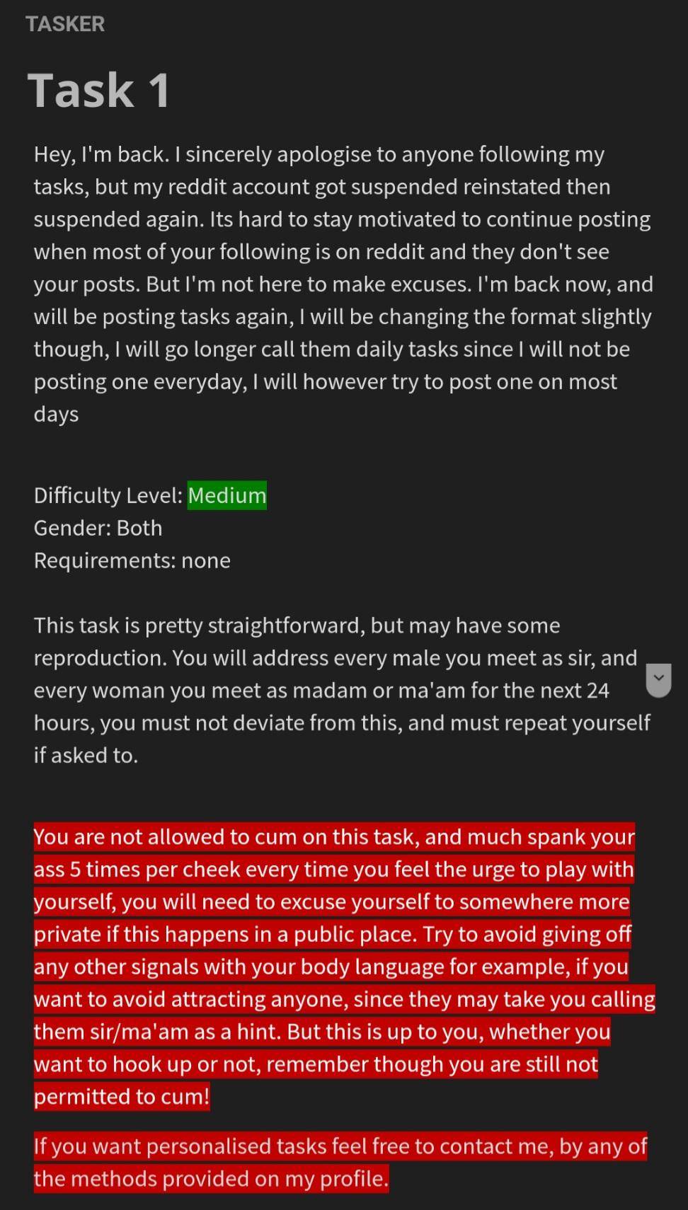 I'm back with more tasks | Scrolller
