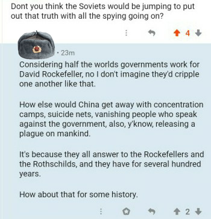 In response to his moon landing faked theory. It's all those dam rockefellers! They released the ...