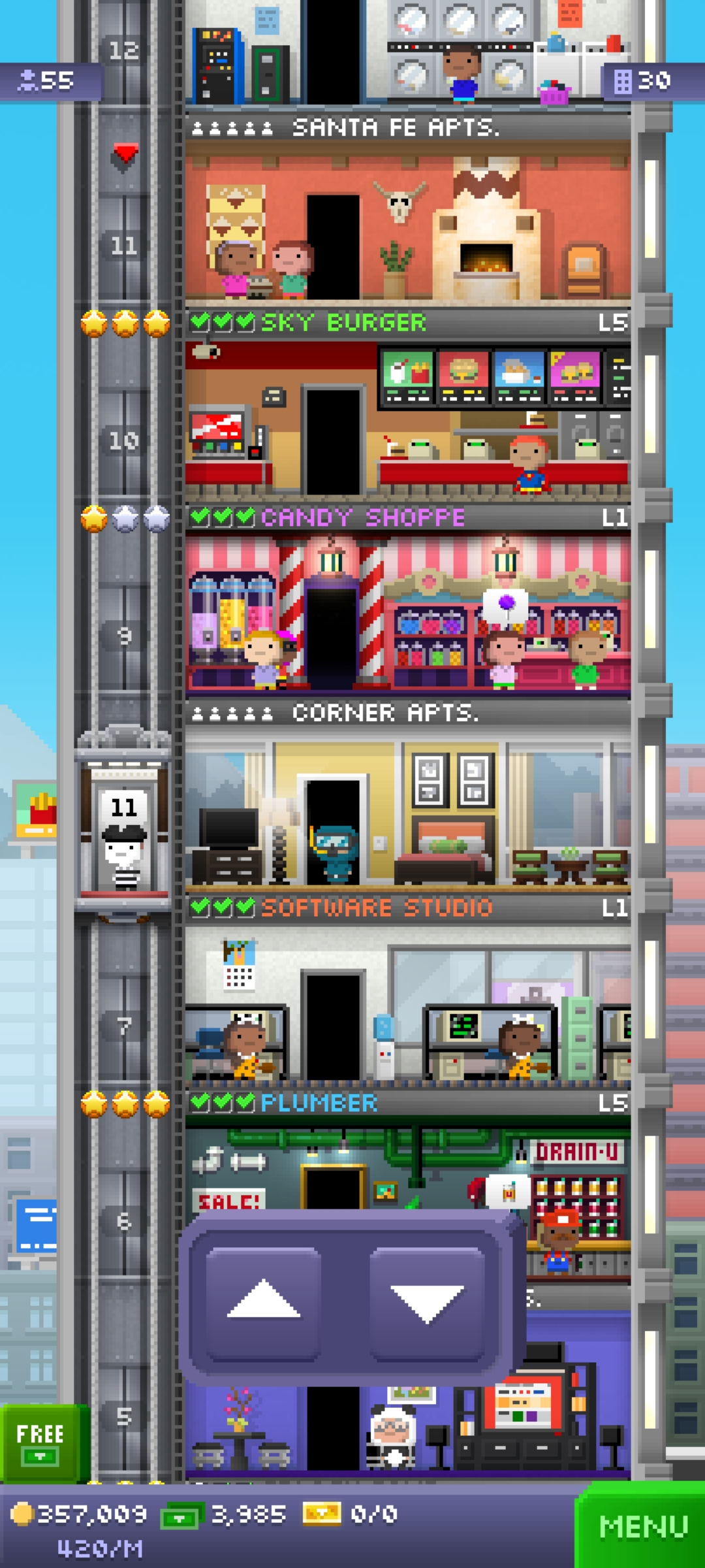 In Tiny Tower the bitzens open and close their mouths when requesting the floor they want. The ...