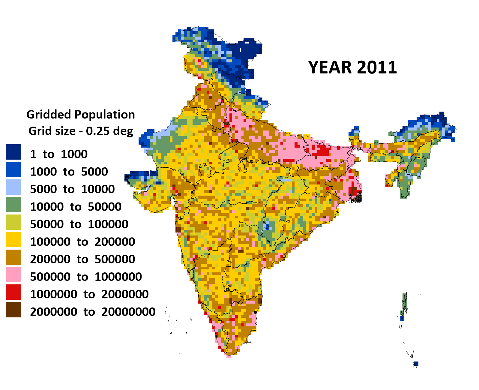 India Gridded Population Density Map | Scrolller