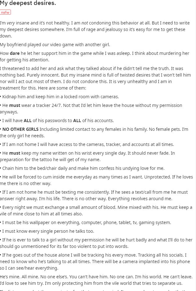 Inner desires of a crazy girl (from r/yandere) | Scrolller