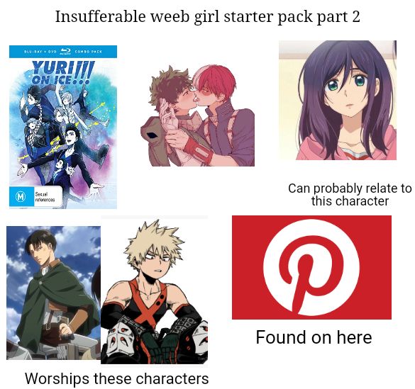 Insufferable weeb girl starter pack part 2 | Scrolller