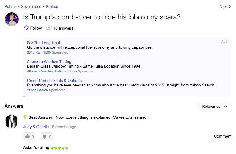 Is Trump's comb-over to hide his lobotomy scars? | Scrolller