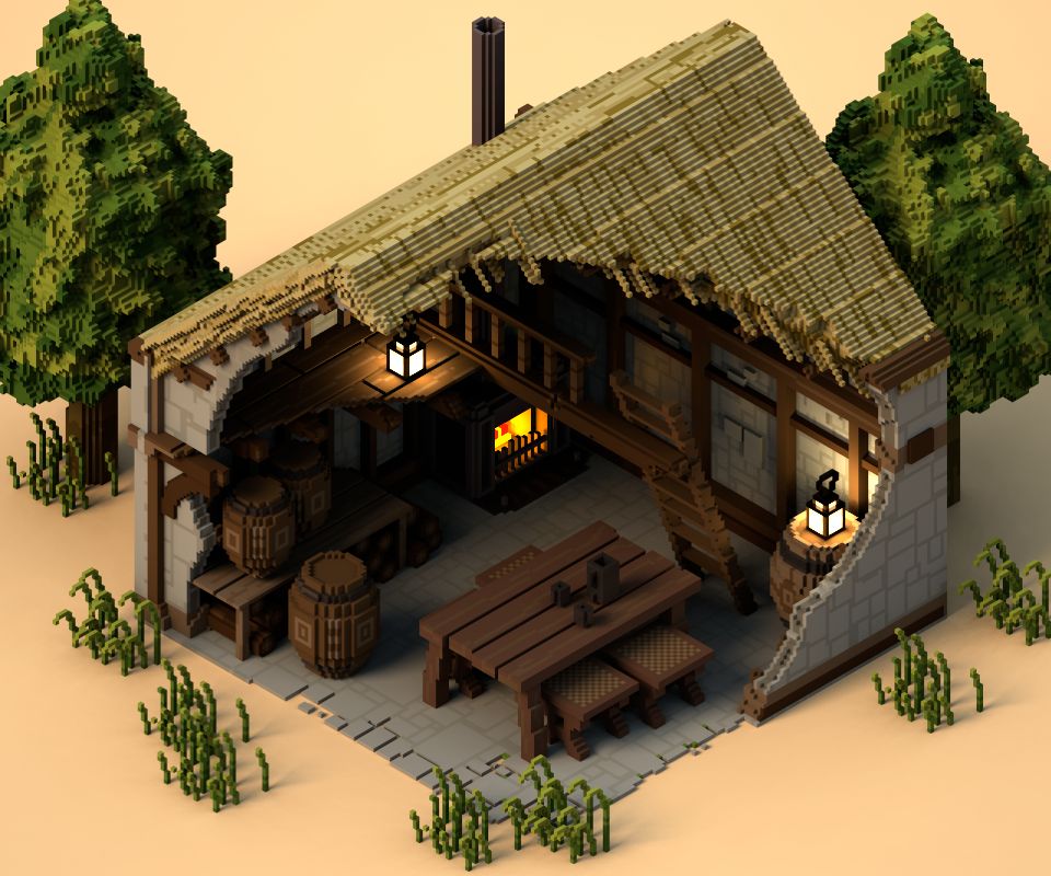 Isometric Medieval Inn | Scrolller