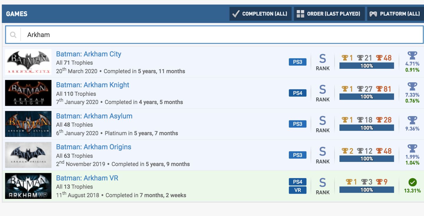 It Took Over 6 Years But I've Finally Platinumed Every Arkham Game ...