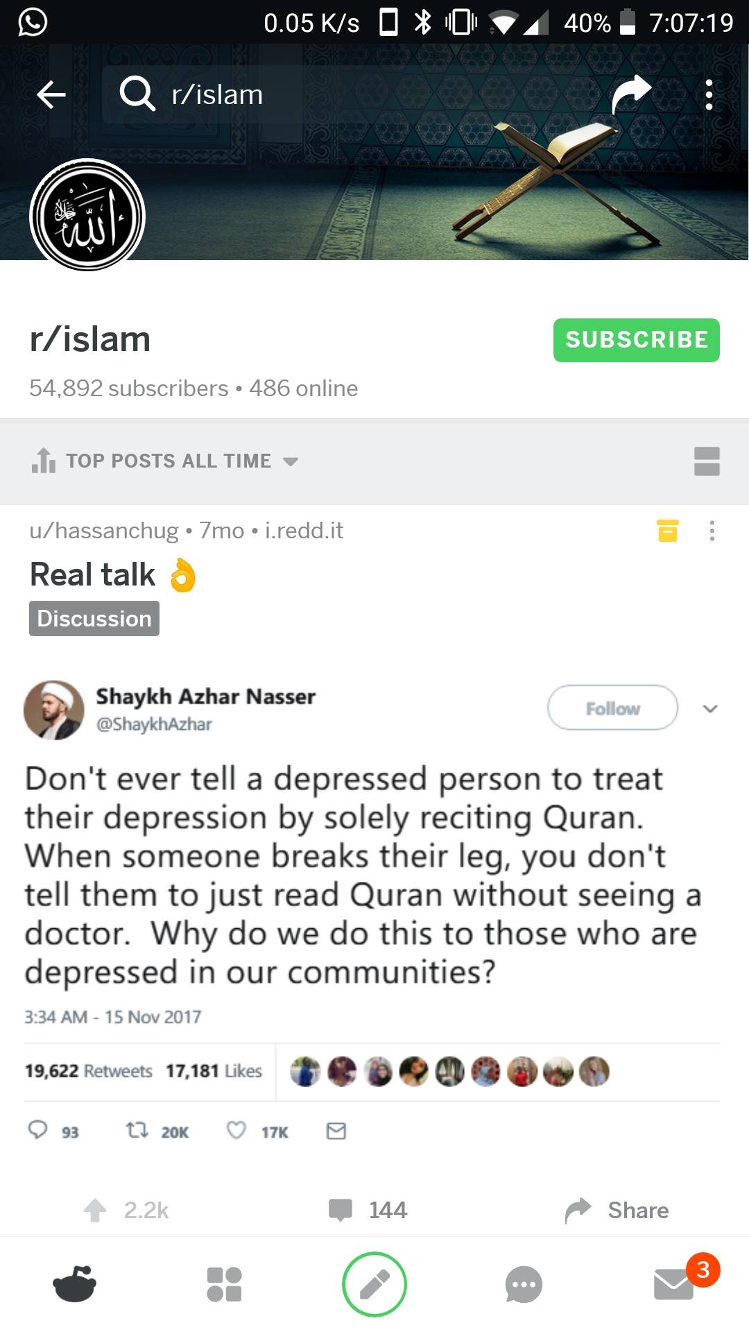 Its actually really uplifting that this is the most upvoted thing on r/islam | Scrolller