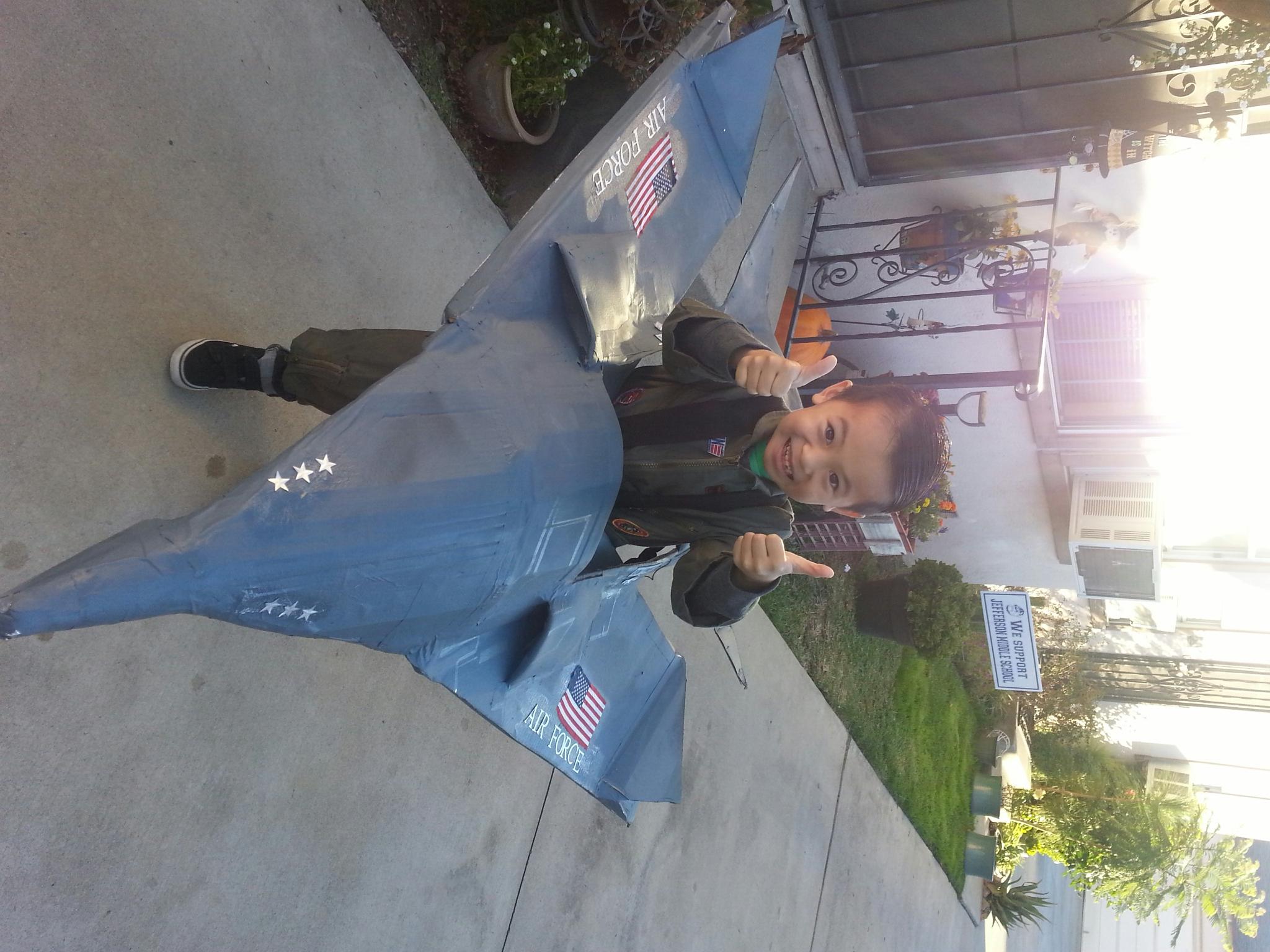 Jace's Homemade Fighter Jet costume. | Scrolller