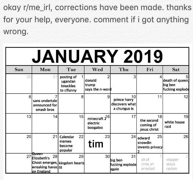 January 23rd: the meme calendar for this month marks this day as our ...