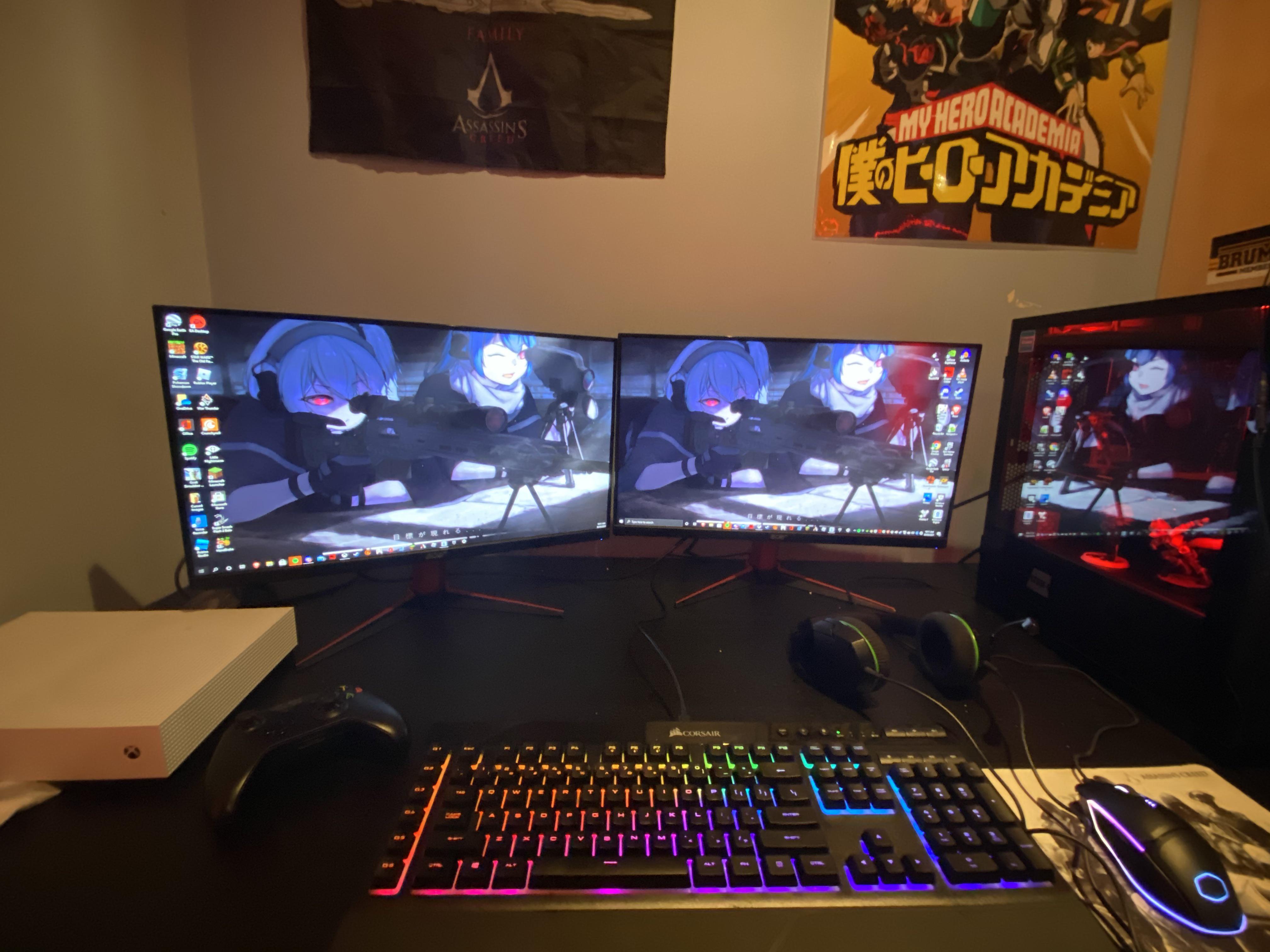 Just finished setting up my new double monitor battlestation and Iām ... Just finished setting up my new double monitor battlestation and Iām ...