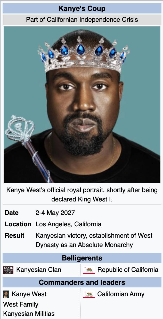 Kanye assumes control of California in a violent takeover | Scrolller