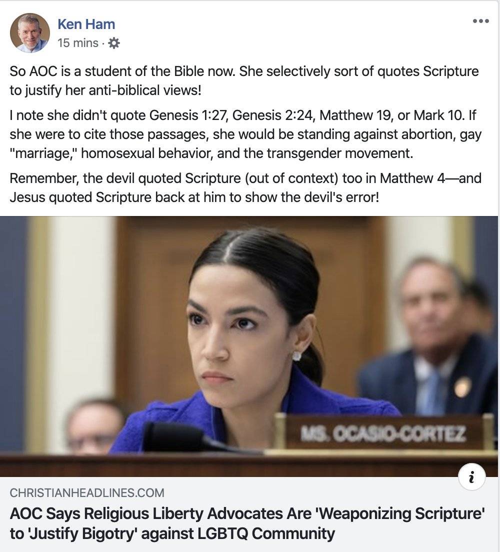 Kent Ham mad AOC read the rest of the Bible. | Scrolller