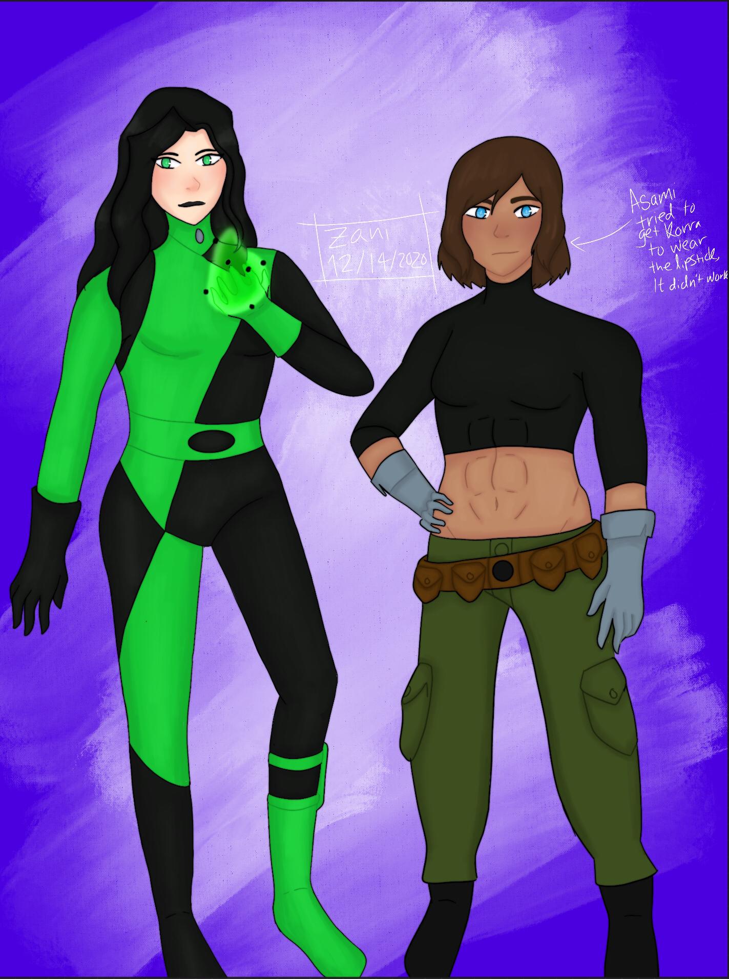 Korra and Asami as Kim and Shego | Scrolller