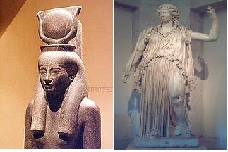 Left: hathor goddess of fertility Egyptian mythology - Right: demeter goddess of fertility Greek ...