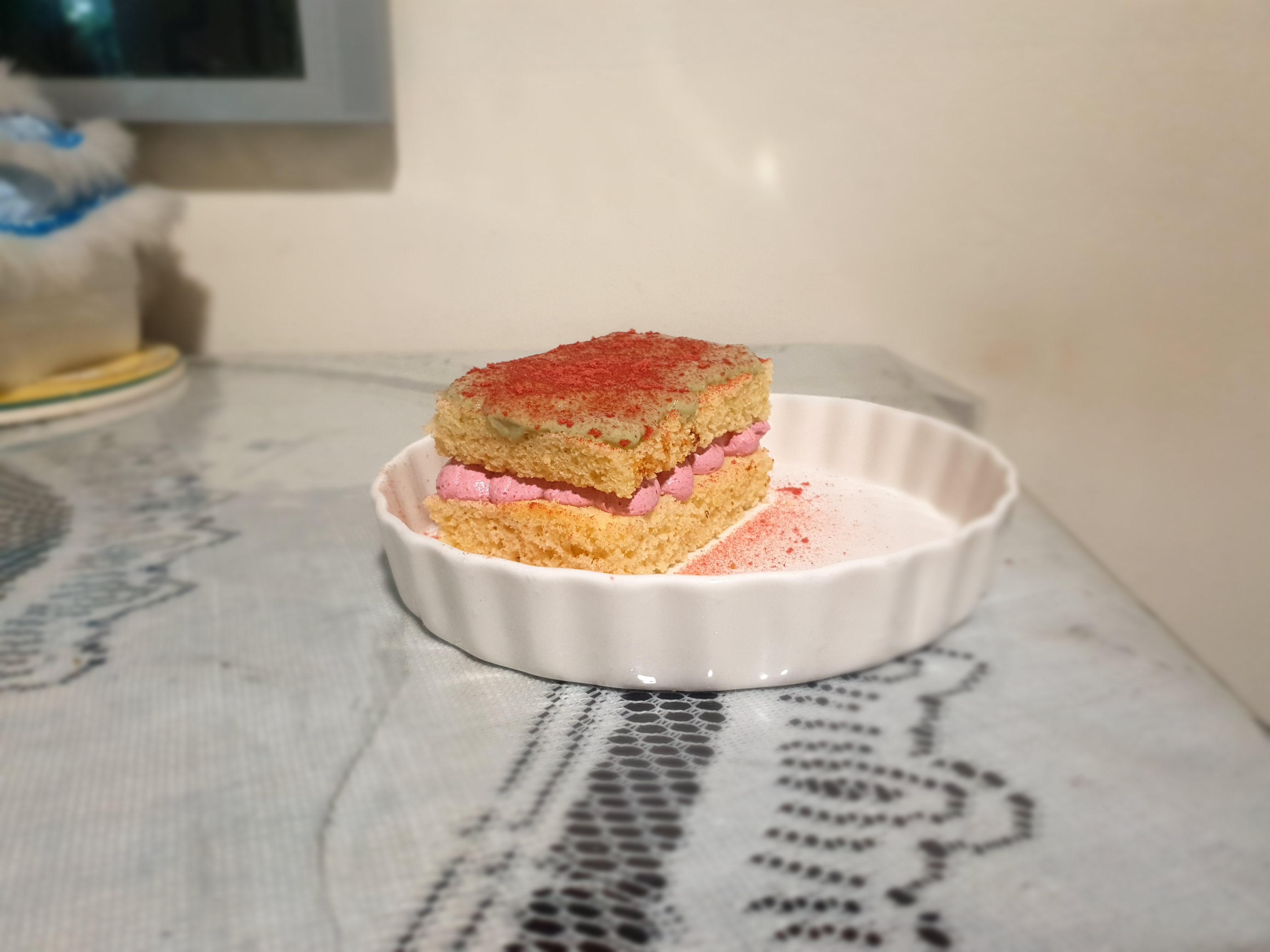 Lemon olive oil cake with raspberry swiss meringue | Scrolller