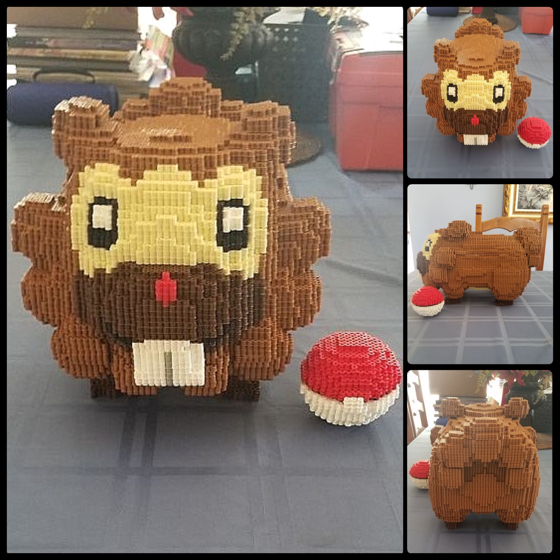 life sized 3d bidoof ~25,000 beads | Scrolller