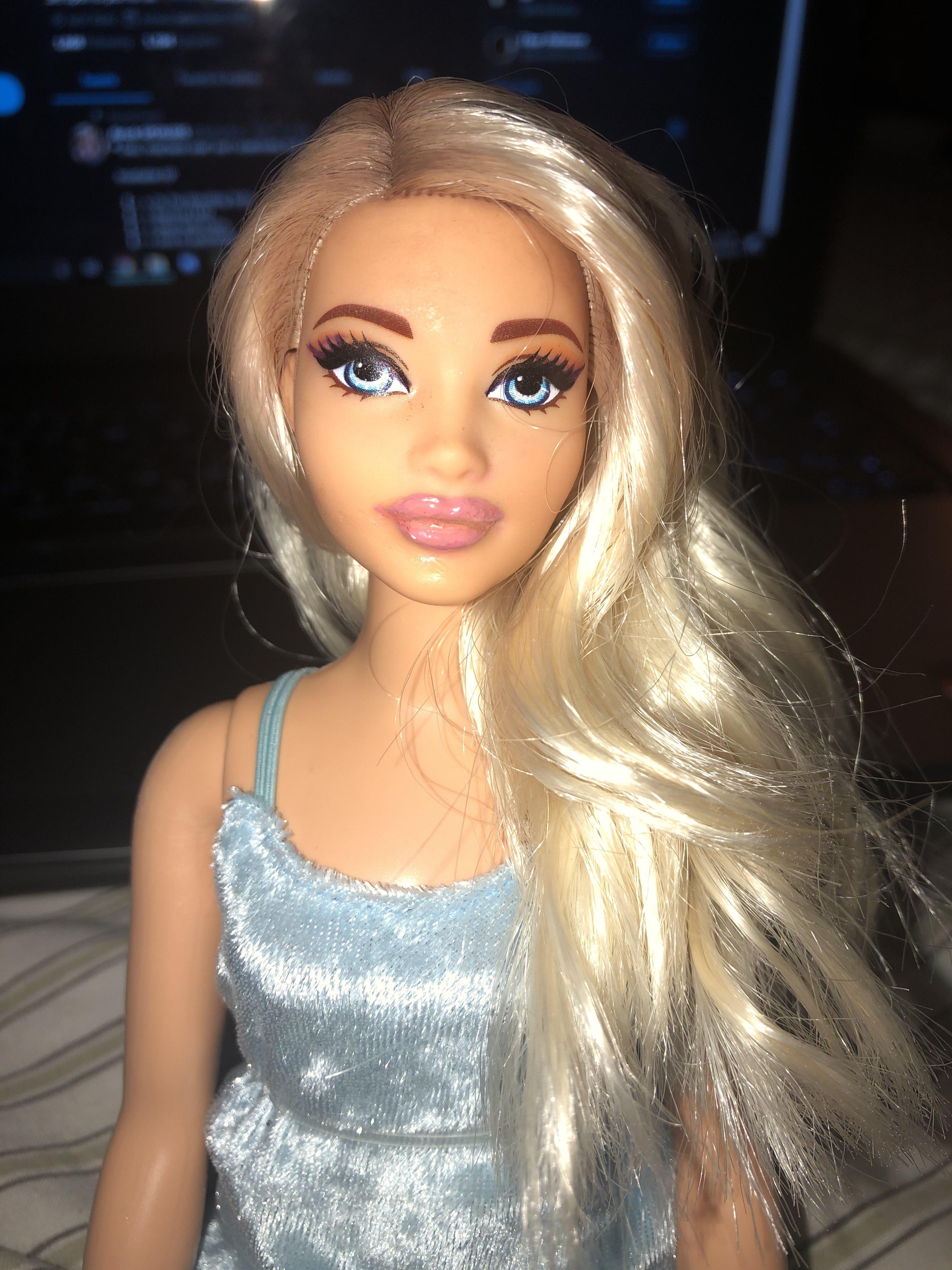 Lip job and hair done to my new doll. Her face reminds me of a bratz. | Scrolller