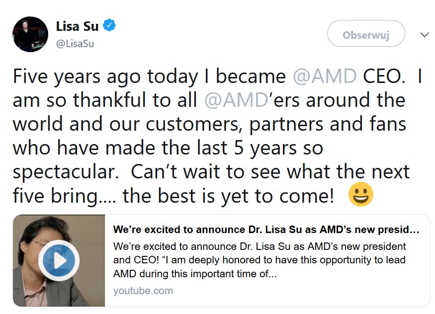 Lisa Su 5th Anniversary statement | Scrolller