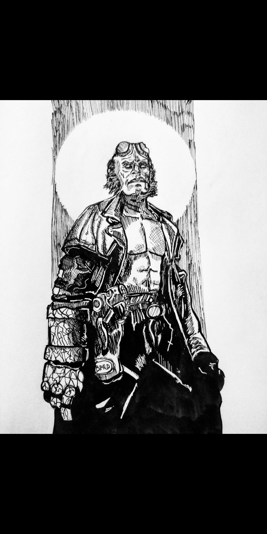 Little Hellboy ink drawing from a while back. | Scrolller