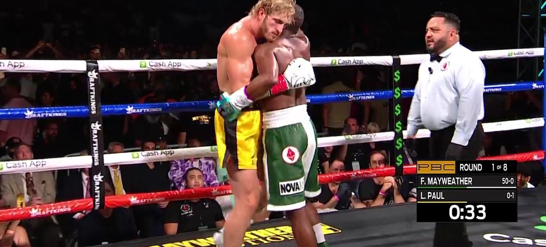 Logan Paul and Floyd Mayweather hugging and kissing for 8 rounds | Scrolller