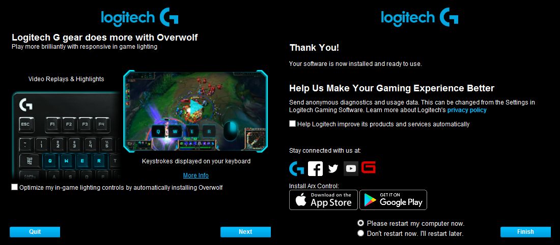 Logitech's controller program displays recommended programs, but leaves the boxes unchecked by ...