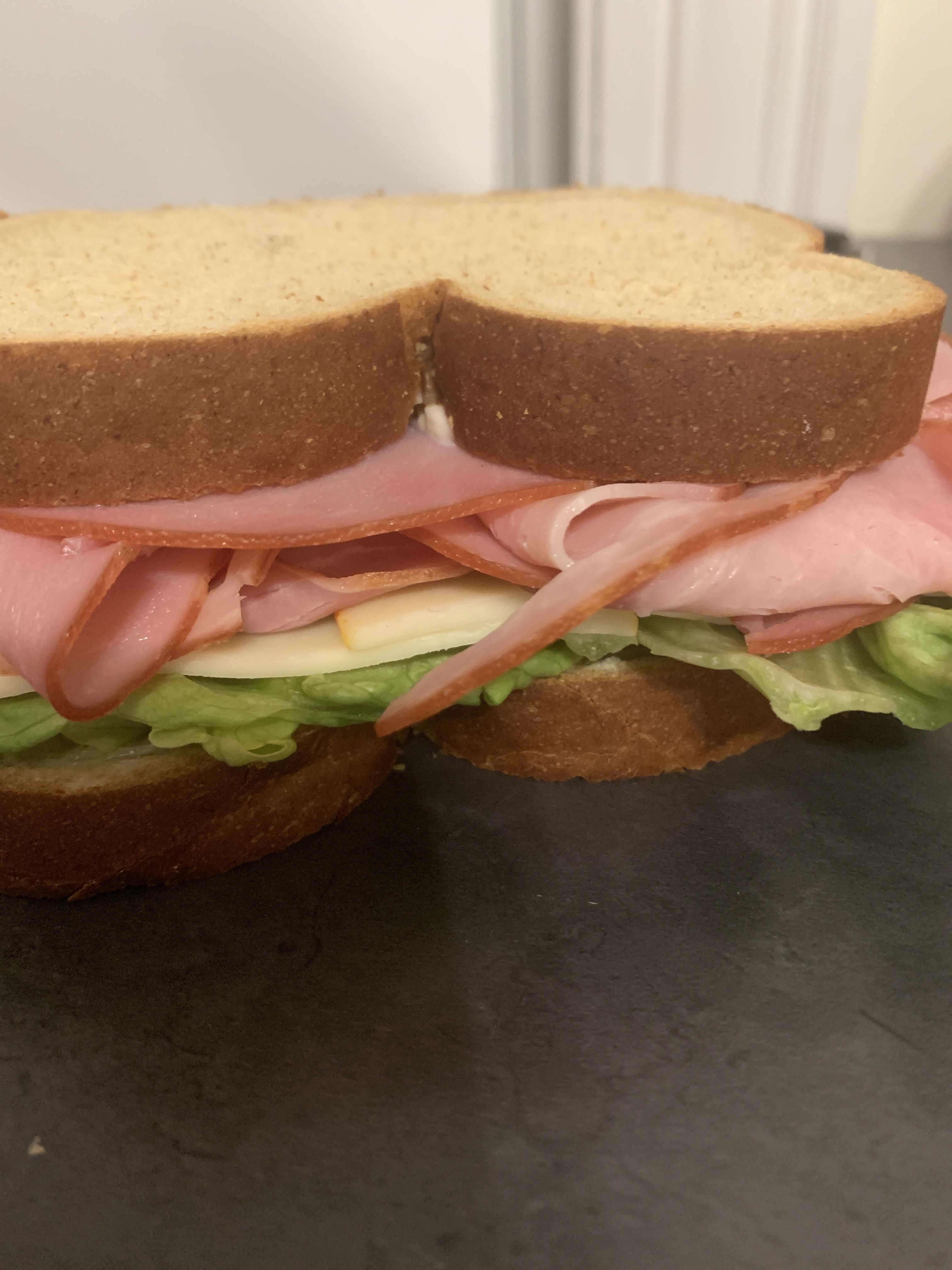 Long Time Lurker, Classic Sammy: Soft multigrain, honey ham, Muenster, iceberg, /mayo/ | Scrolller