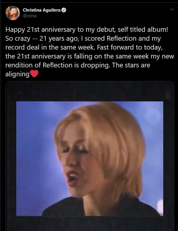 Looks like Christina Aguilera's new single 'Reflection' (new version ...