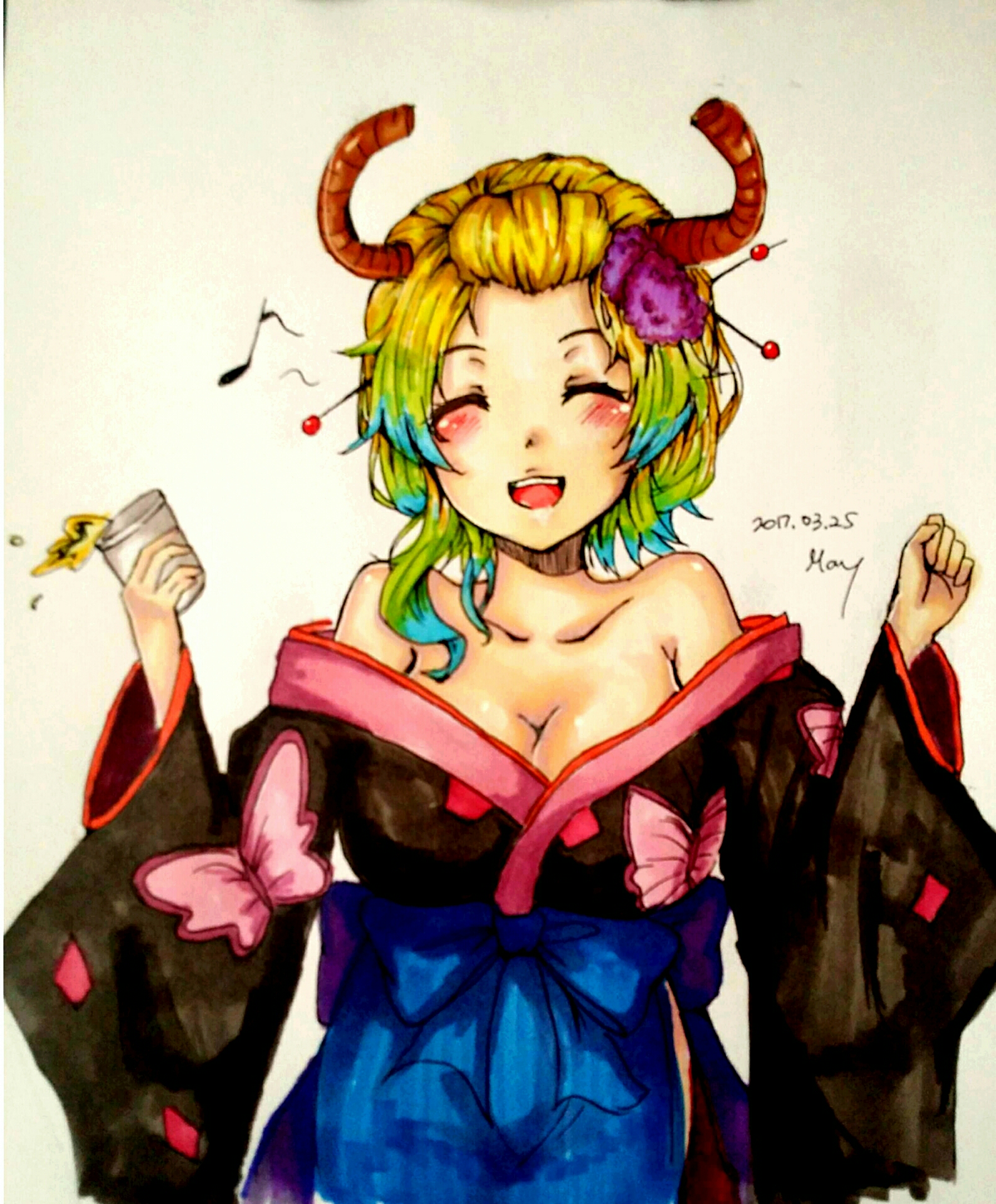 Lovely hand-drawn kimono Lucoa. | Scrolller