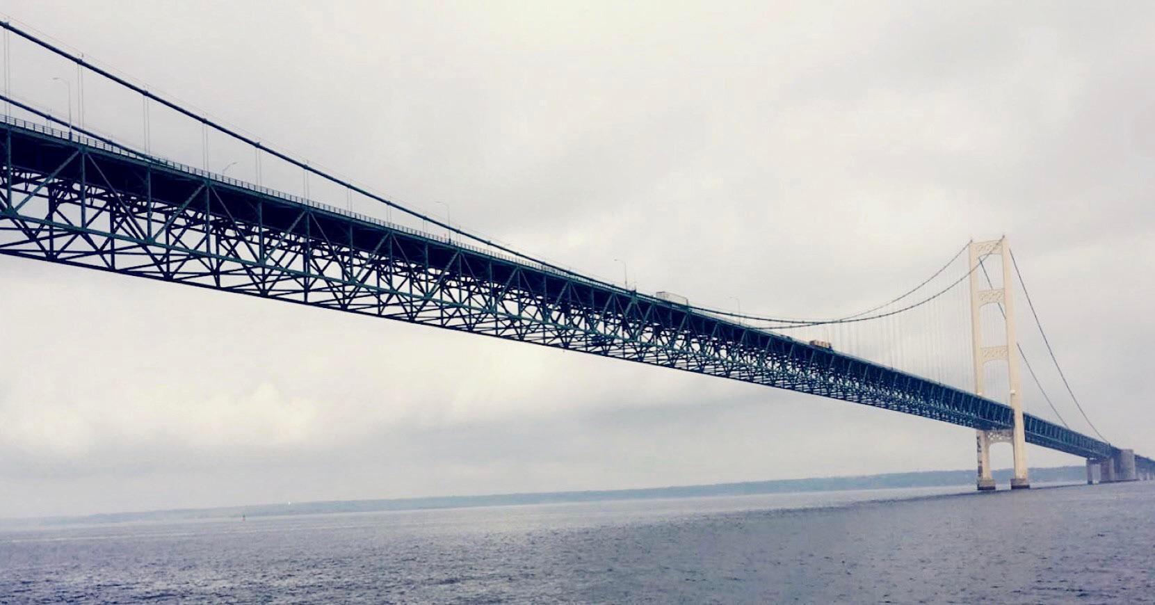 Mackinac Bridge, Suspension bridge connecting the Upper and Lower Peninsulas of Michigan, USA ...
