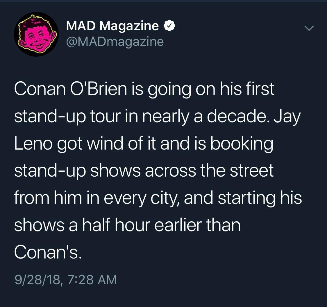 Mad magazine on conan’s new tour | Scrolller