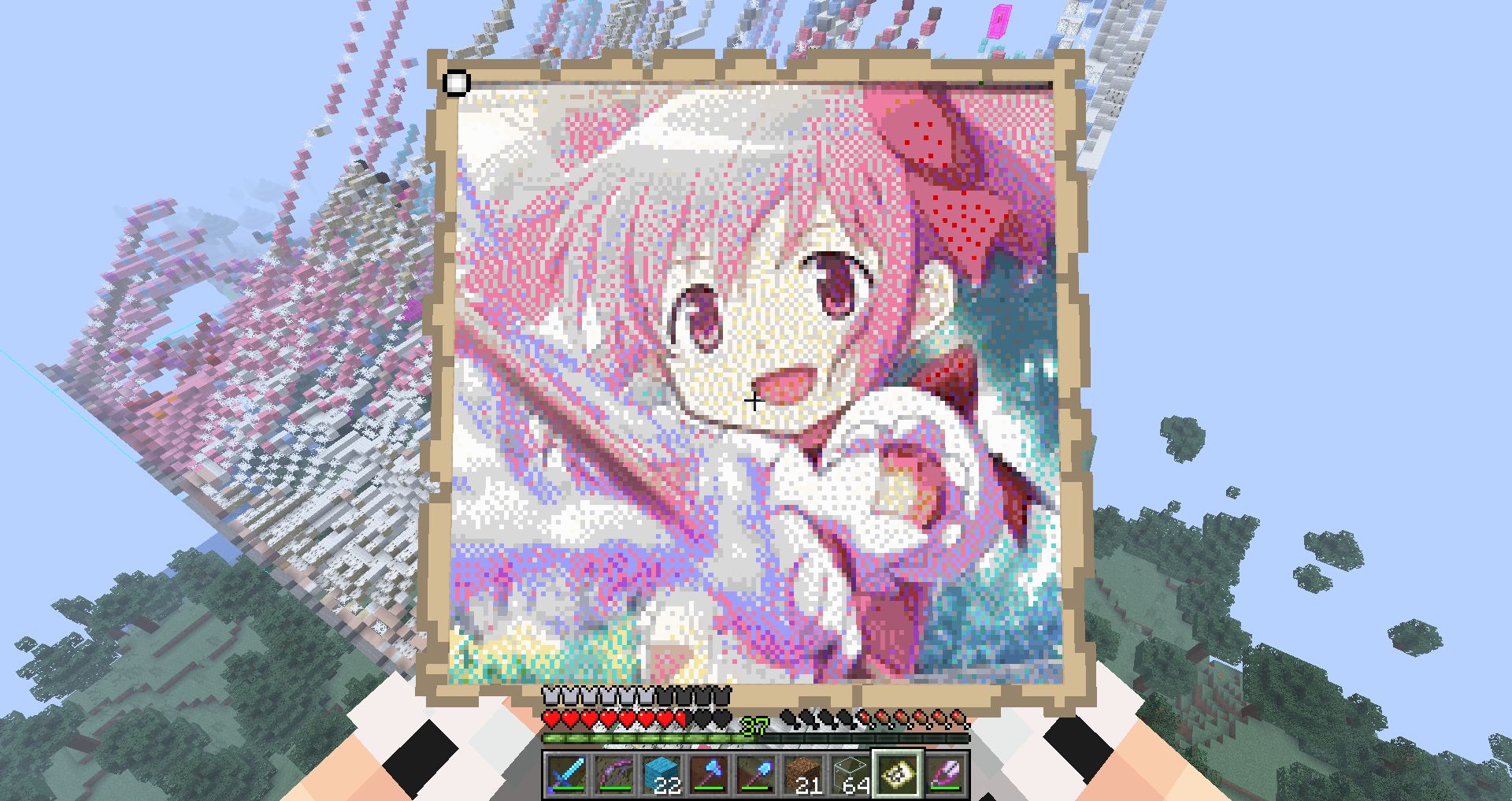 Made a mapart of Madoka in a minecraft public server. Hope everyone likes it! | Scrolller