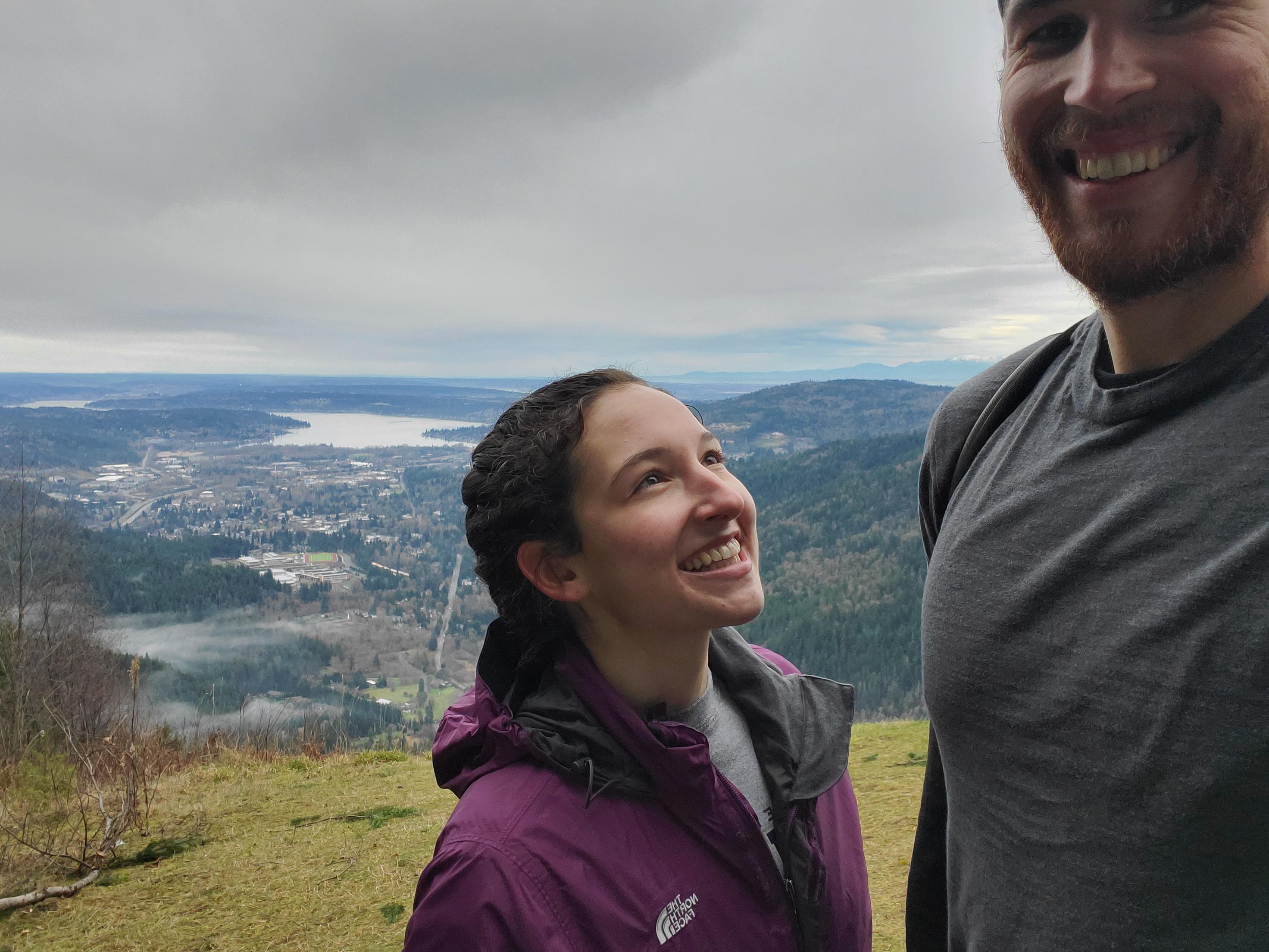 Made it to the top of our hike, celebratory selfie and caught her Mirin. | Scrolller