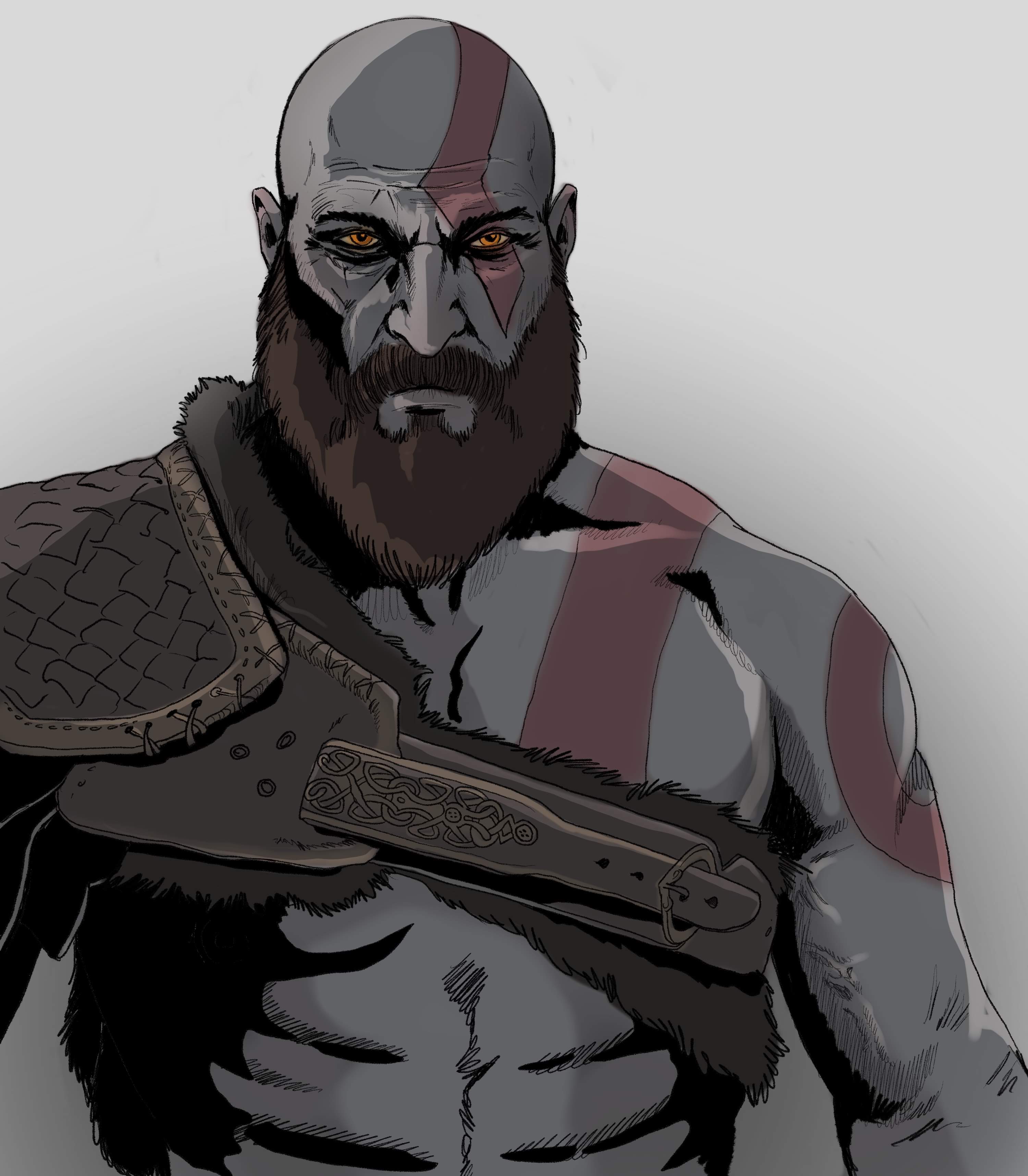 Made with Procreate. Kratos in graphic novel style ️ | Scrolller