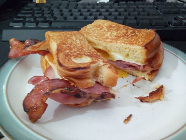 maple glazed bacon fried brioche bread and fried egg | Scrolller