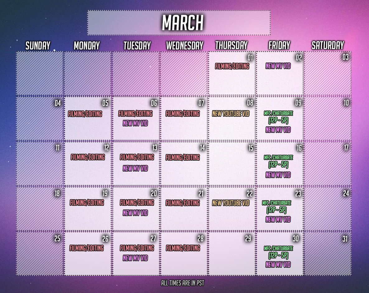 March Schedule :) | Scrolller