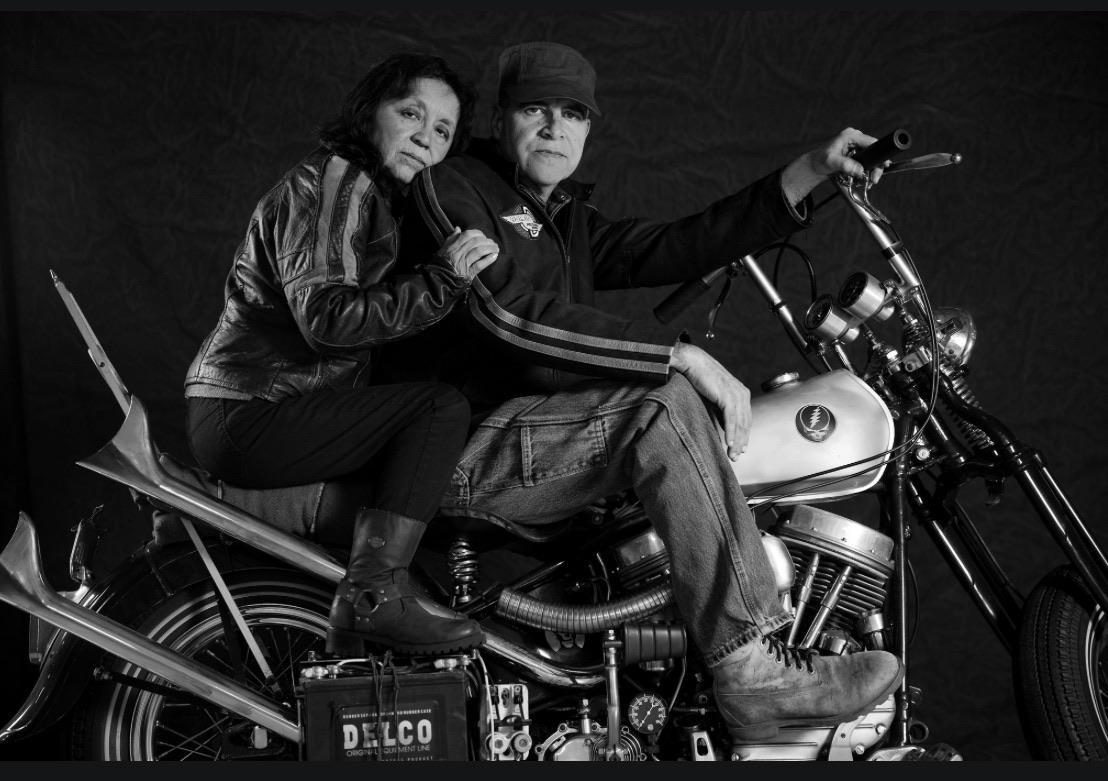 Me and my ol’ lady of 40 years on my 1960 Panhead chopper. | Scrolller