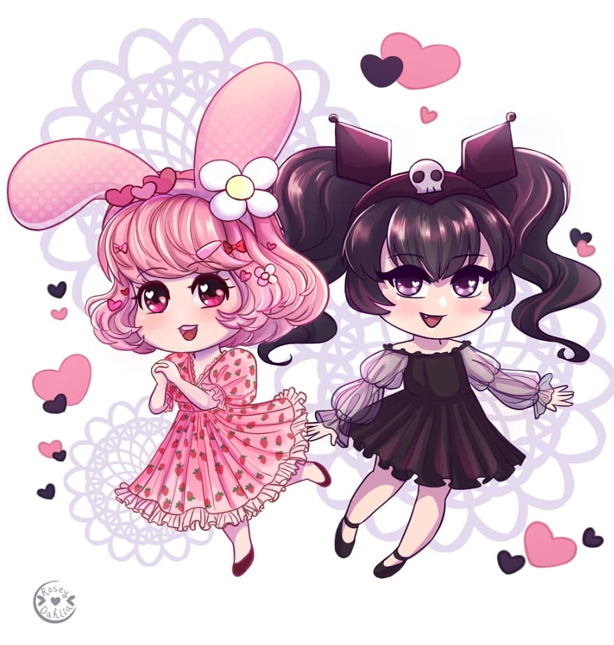 Melody and Kuromi as chibi girls fanart | Scrolller