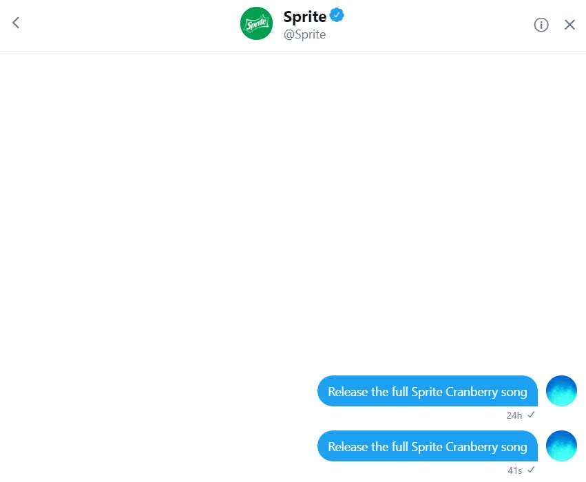 Messaging Sprite to Release the Full Sprite Cranberry Song Until They Do (Day 2) | Scrolller