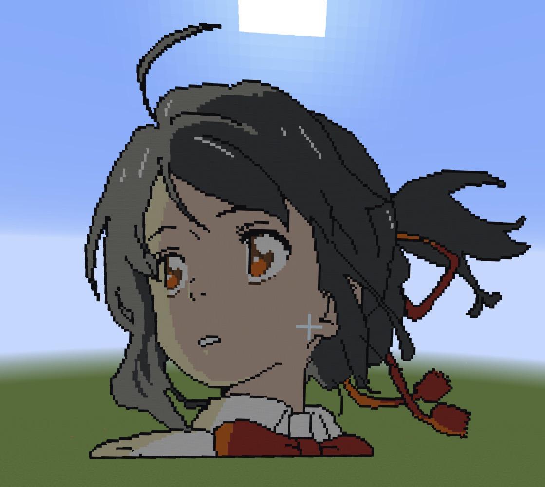 Mitsuha Pixel Art I made in Minecraft. | Scrolller