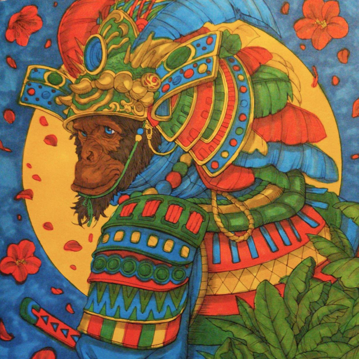 Monkey King in Fantasia coloring book using alcohol markers | Scrolller