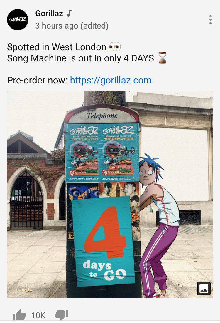 Most recent Gorillaz YouTube post and are those blur posters behind the 4? | Scrolller