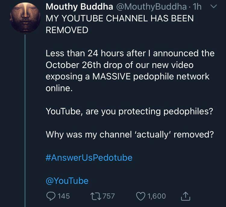 Mouthy buddah channel got deleted | Scrolller