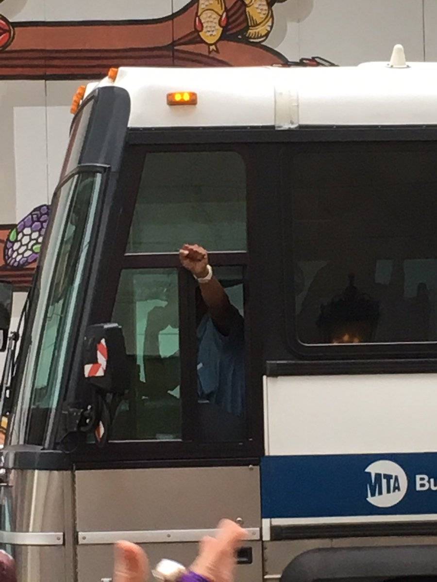 MTA Bus Driver fist in the air at Trump Tower | Scrolller